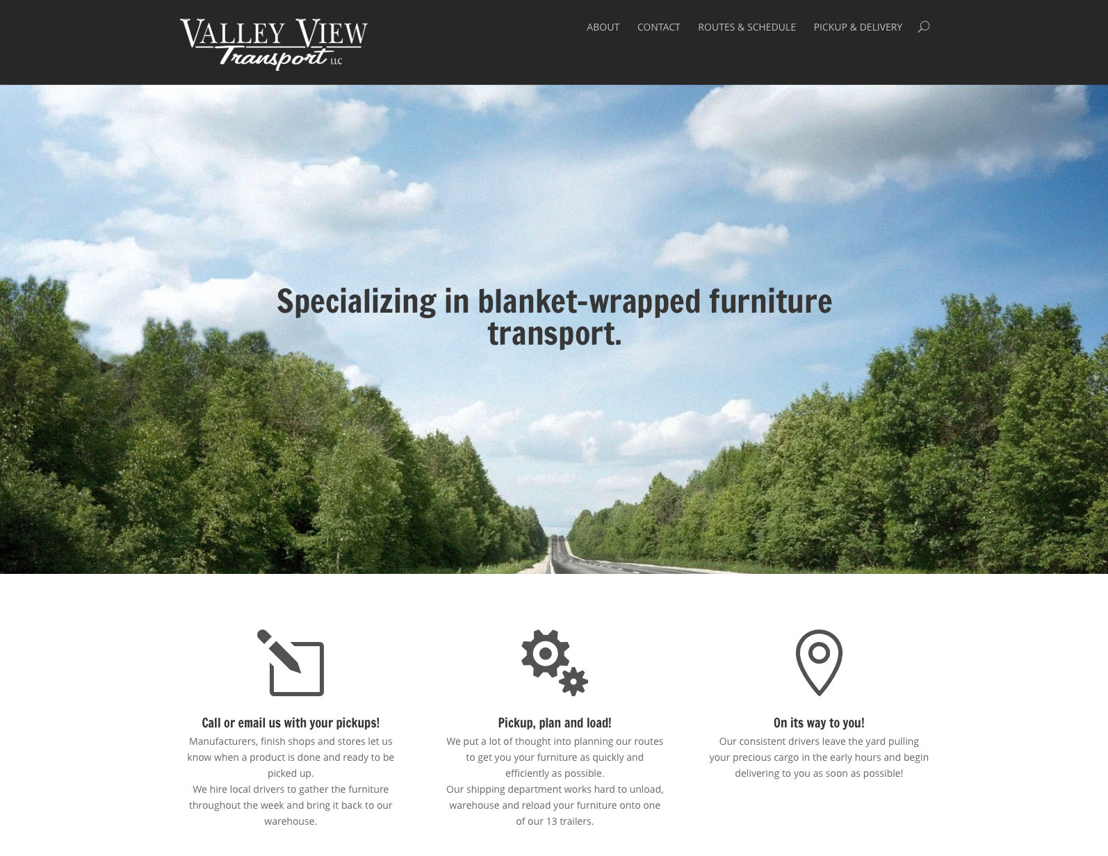 Valley View Transport Website Design - Tiffany Reiff Designs